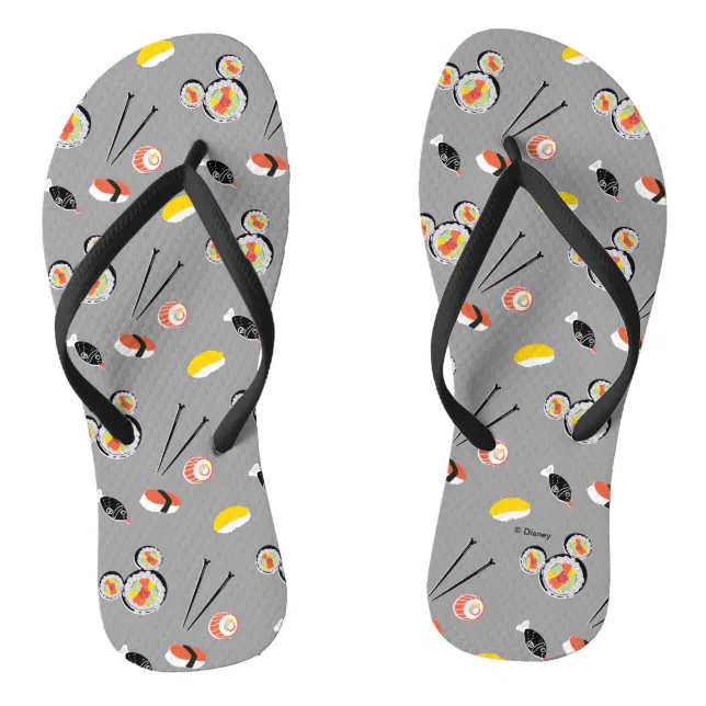 Mickey Mouse Sushi Icon Pattern Flip Flops | Zazzle