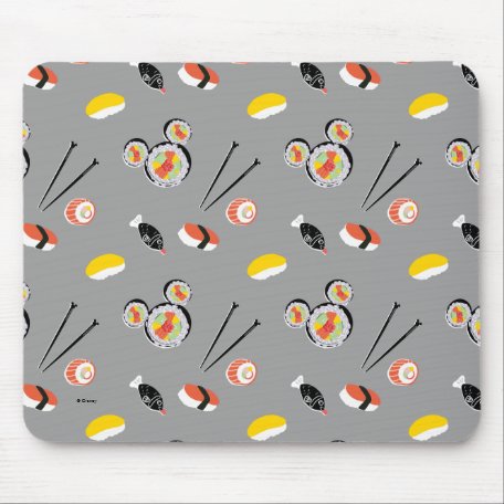 Mickey Mouse Sushi Icon Pattern Fabric | Zazzle