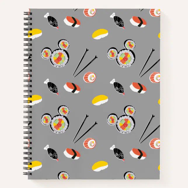 Mickey Mouse Sushi Icon Pattern Notebook | Zazzle