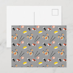 Mickey Mouse Sushi Icon Pattern Postcard | Zazzle