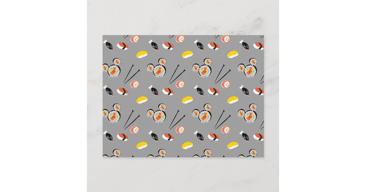 Mickey Mouse Sushi Icon Pattern Postcard | Zazzle