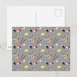 Mickey Mouse Sushi Icon Pattern Postcard | Zazzle