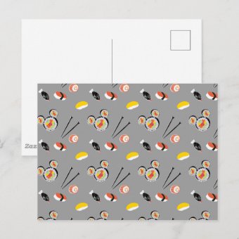 Mickey Mouse Sushi Icon Pattern Postcard | Zazzle