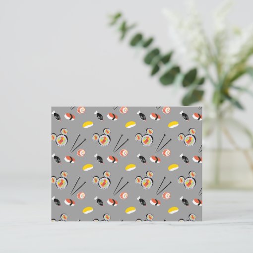 Mickey Mouse Sushi Icon Pattern Postcard | Zazzle