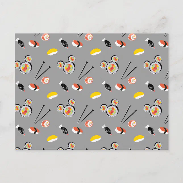 Mickey Mouse Sushi Icon Pattern Postcard | Zazzle