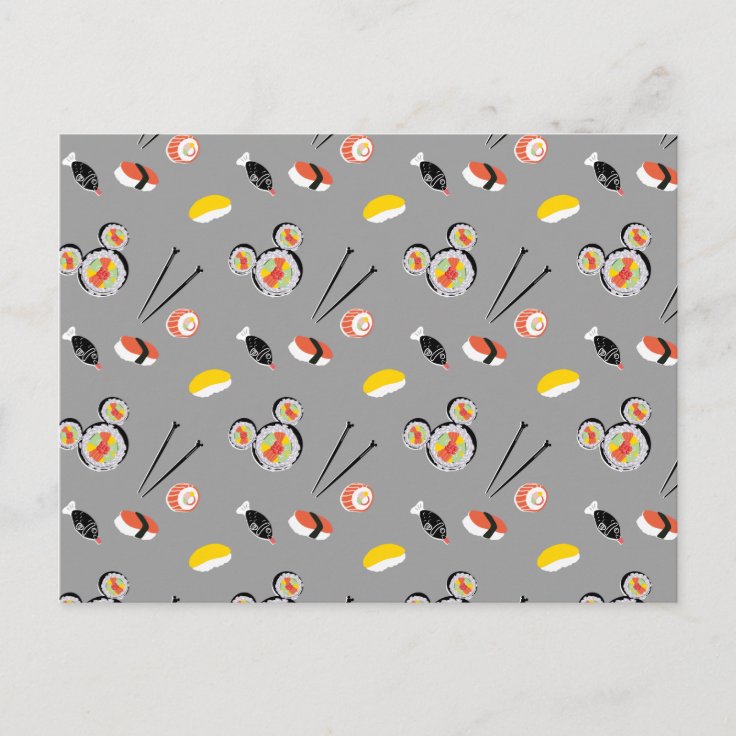 Mickey Mouse Sushi Icon Pattern Postcard | Zazzle