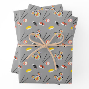 Mickey Mouse Sushi Icon Pattern Fabric | Zazzle