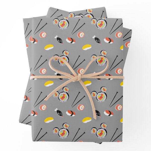 Mickey Mouse Sushi Icon Pattern Fabric | Zazzle