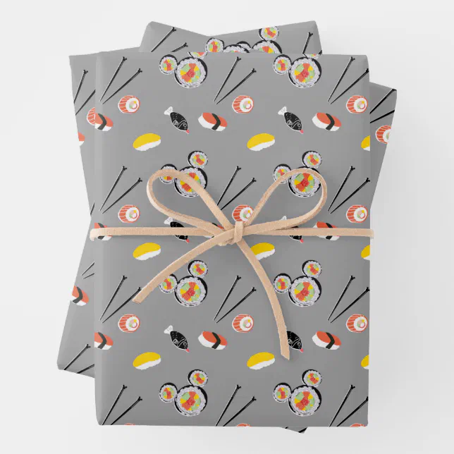 Mickey Mouse Sushi Icon Pattern Wrapping Paper Sheets | Zazzle
