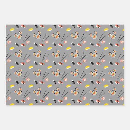 Mickey Mouse Sushi Icon Pattern Wrapping Paper Sheets | Zazzle