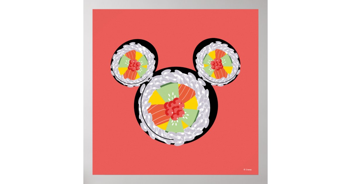 Mickey Mouse Sushi Icon Poster | Zazzle