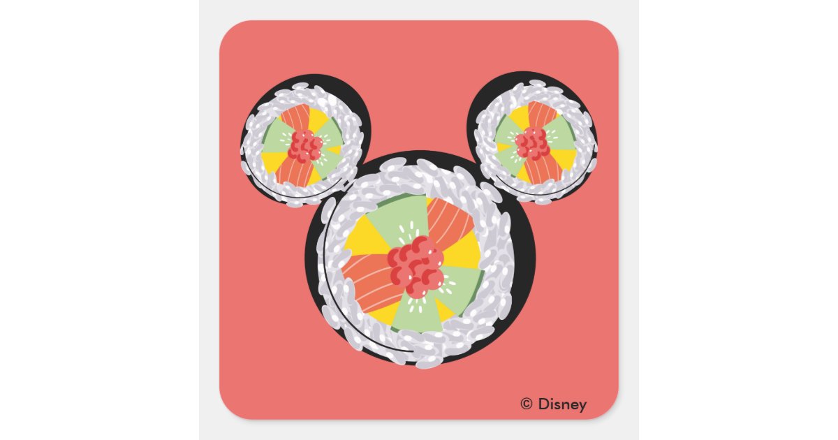 Mickey Mouse Sushi Icon Square Sticker | Zazzle