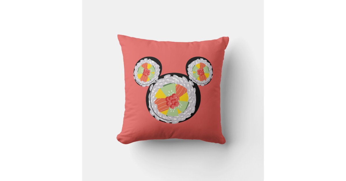 Mickey Mouse Sushi Icon Throw Pillow | Zazzle