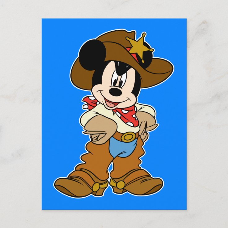 Mickey Mouse the Cowboy Postcard | Zazzle