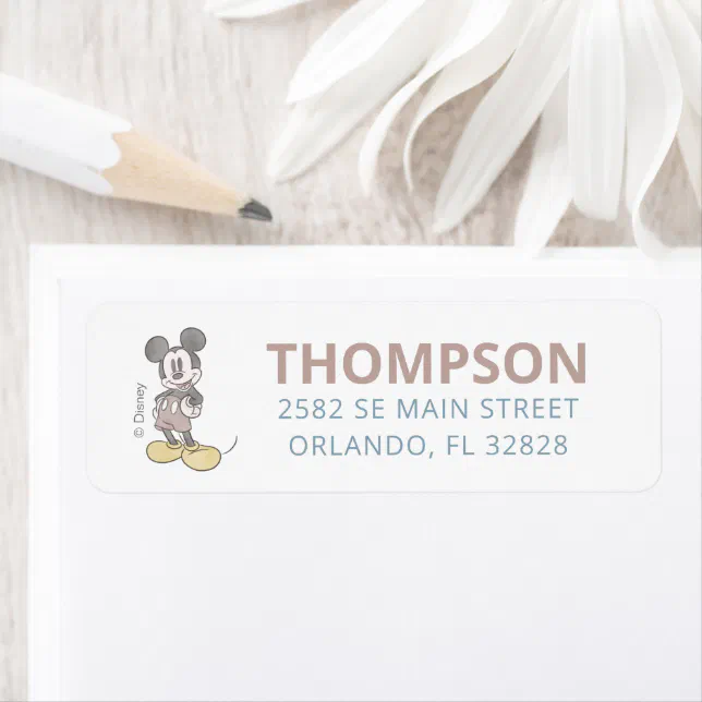 Mickey Mouse Watercolor Birthday Label | Zazzle