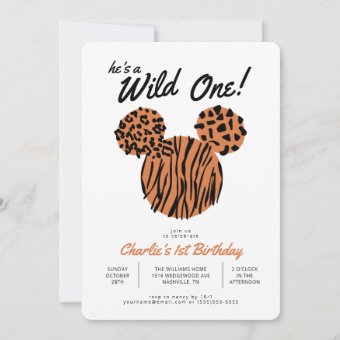 Mickey Mouse | Wild One 1st Birthday Invitation | Zazzle