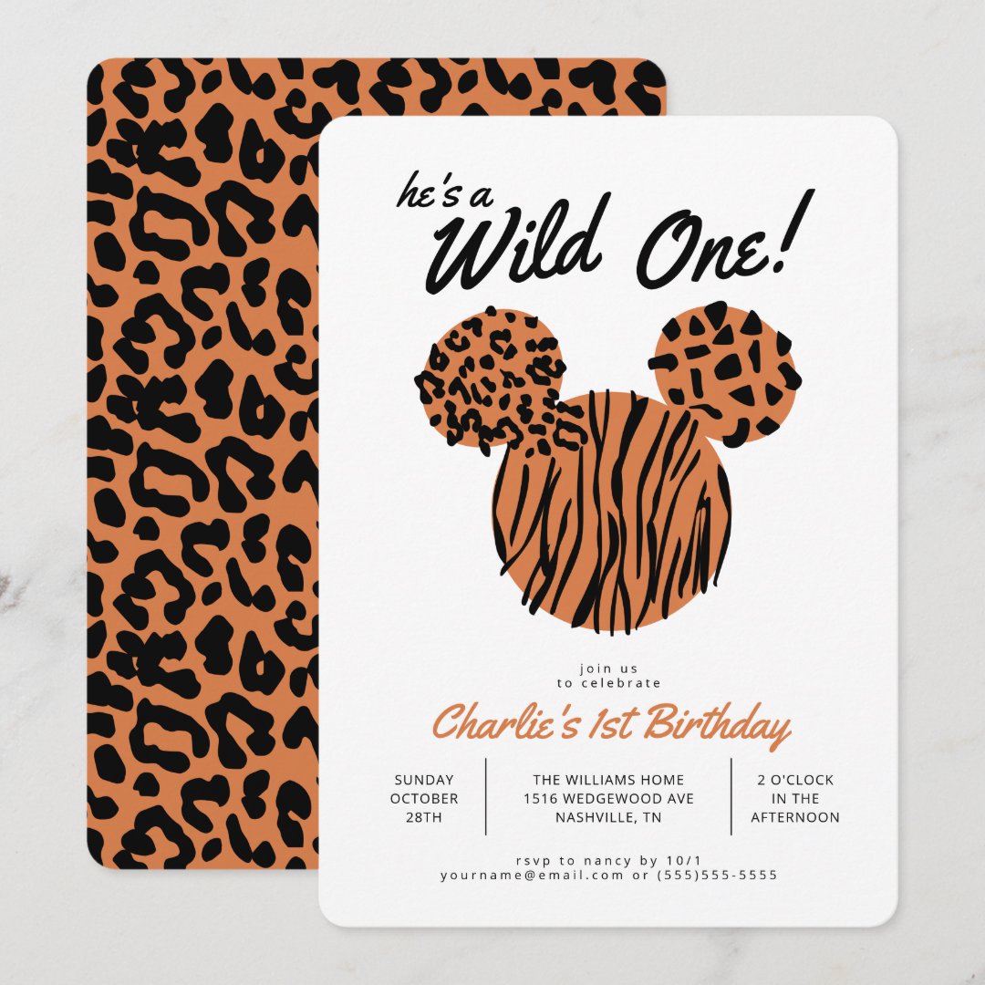 Mickey Mouse | Wild One 1st Birthday Invitation | Zazzle
