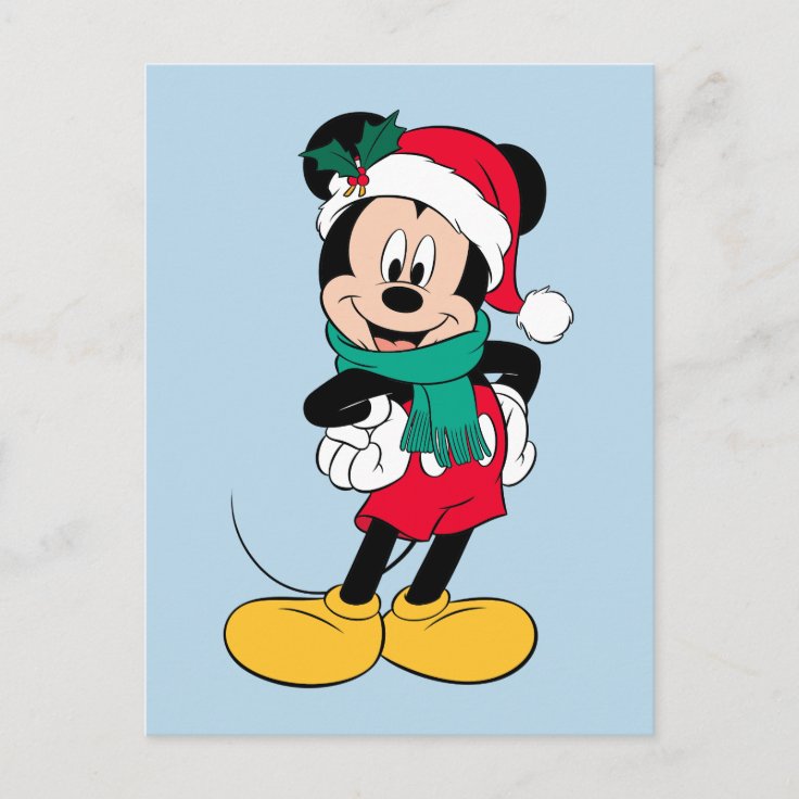 Mickey Mouse | Winter Outfit Holiday Postcard | Zazzle
