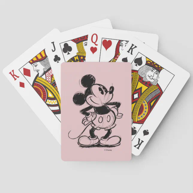 Mickey Sketch Playing Cards | Zazzle