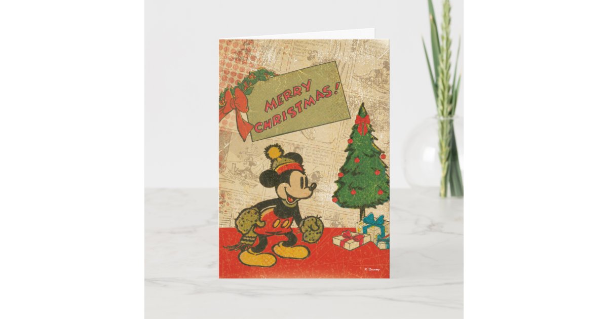 Mickey | Vintage Merry Christmas Holiday Card | Zazzle.com