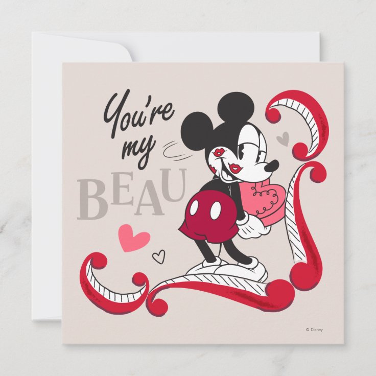 Mickey - You're my Beau Valentine Holiday Card | Zazzle