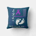 Micro Preemie Mom Prematurity Purple Ribbon NICU Throw Pillow | Zazzle