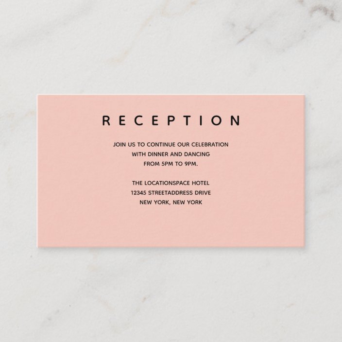Micro Wedding Pink Black Small Reception Info Enclosure Card | Zazzle.com