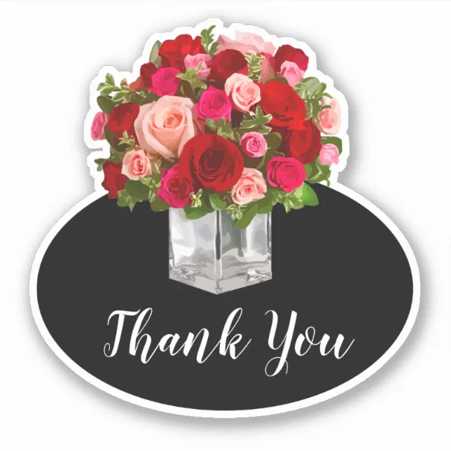Micro Wedding Roses Thank You Sticker Labels | Zazzle