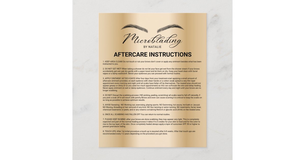 Microblading Aftercare Instruction Modern Gold Flyer | Zazzle