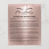 Microblading Aftercare Instruction Rose Gold Drips Flyer | Zazzle