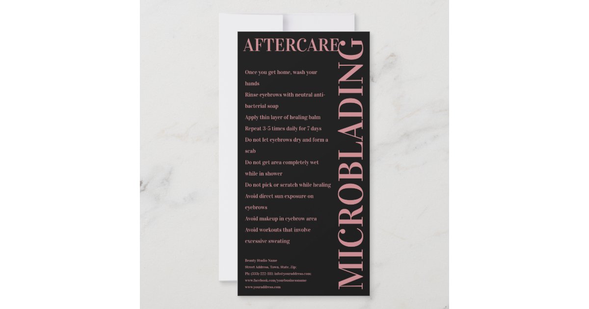Microblading Aftercare Rose Text_Example Thank You Card | Zazzle