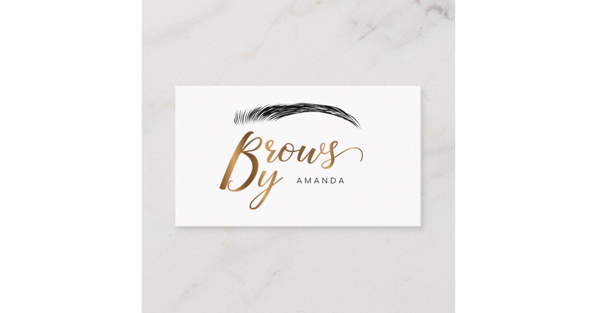 Microblading artist in gold color business card | Zazzle