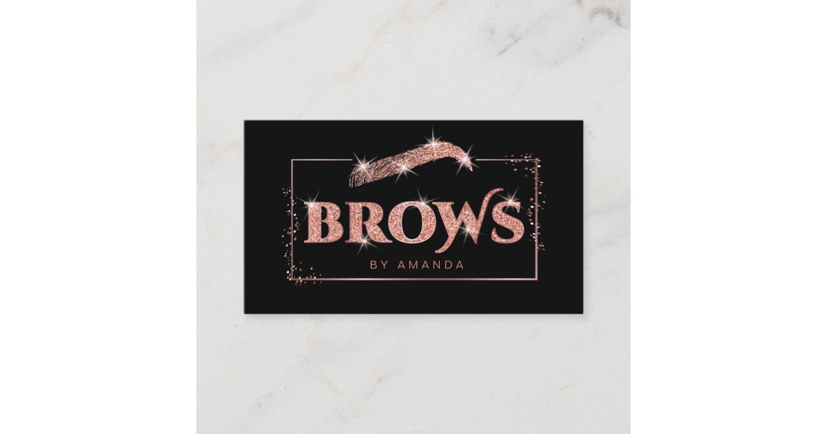 Microblading artist in rose gold glitter business card | Zazzle