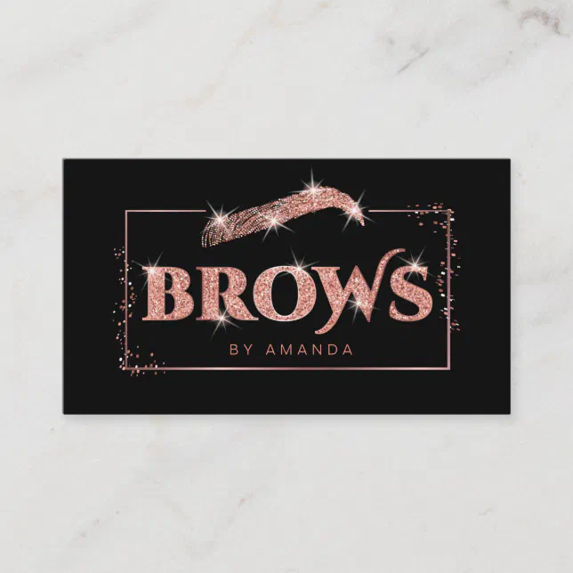 Microblading artist in rose gold glitter business card | Zazzle