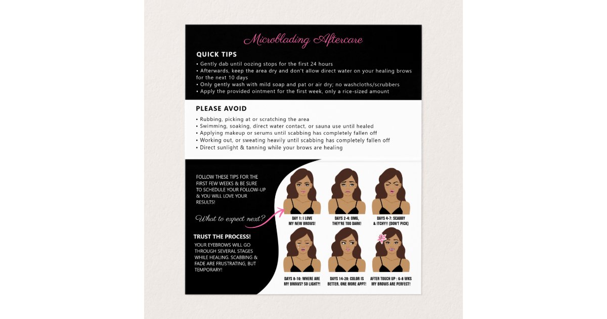 Microblading Brow Aftercare Appointment Reminder Business Card | Zazzle