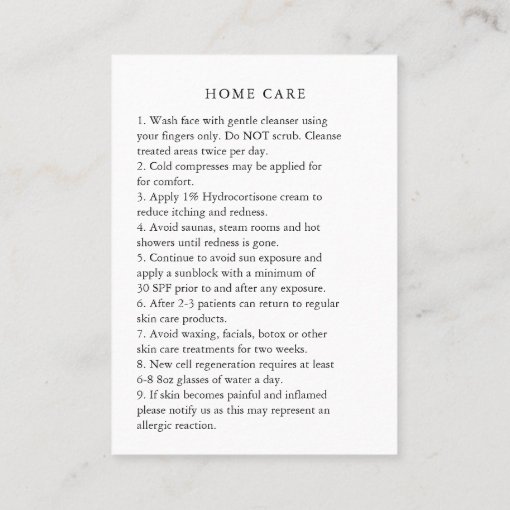 Microneedling Aftercare Instructions Card | Zazzle