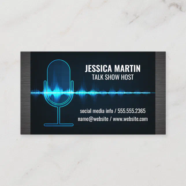 Microphone | Digital Sound Wave Business Card | Zazzle