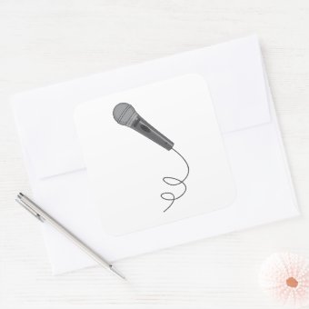 Microphone Mike ~ Audio Sound Music Square Sticker | Zazzle