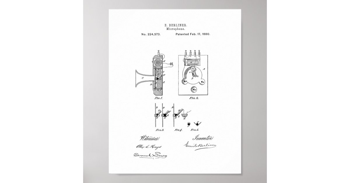 Microphone Patent Poster | Zazzle