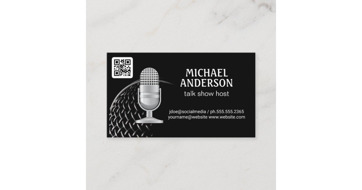 Microphone | Podcast Host | QR Code Business Card | Zazzle