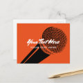 Microphone postcard template with mic logo graphic | Zazzle