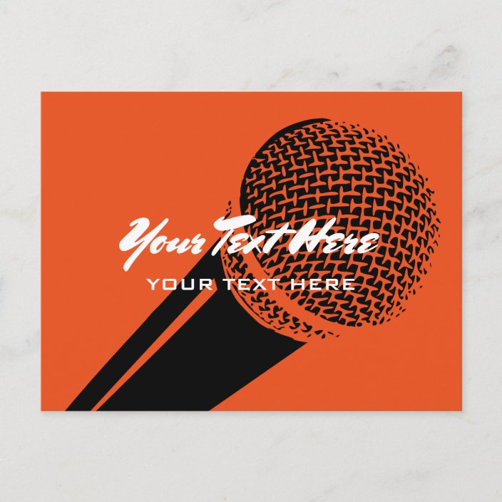 Microphone postcard template with mic logo graphic | Zazzle.com