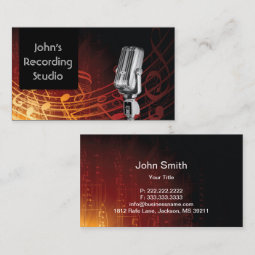 Microphone Recording Studio Business Card | Zazzle