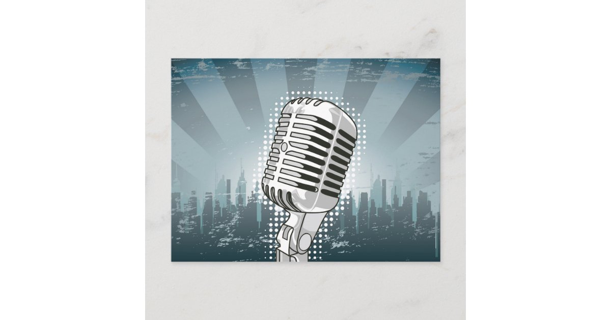 Microphone Rock and Roll Postcard | Zazzle