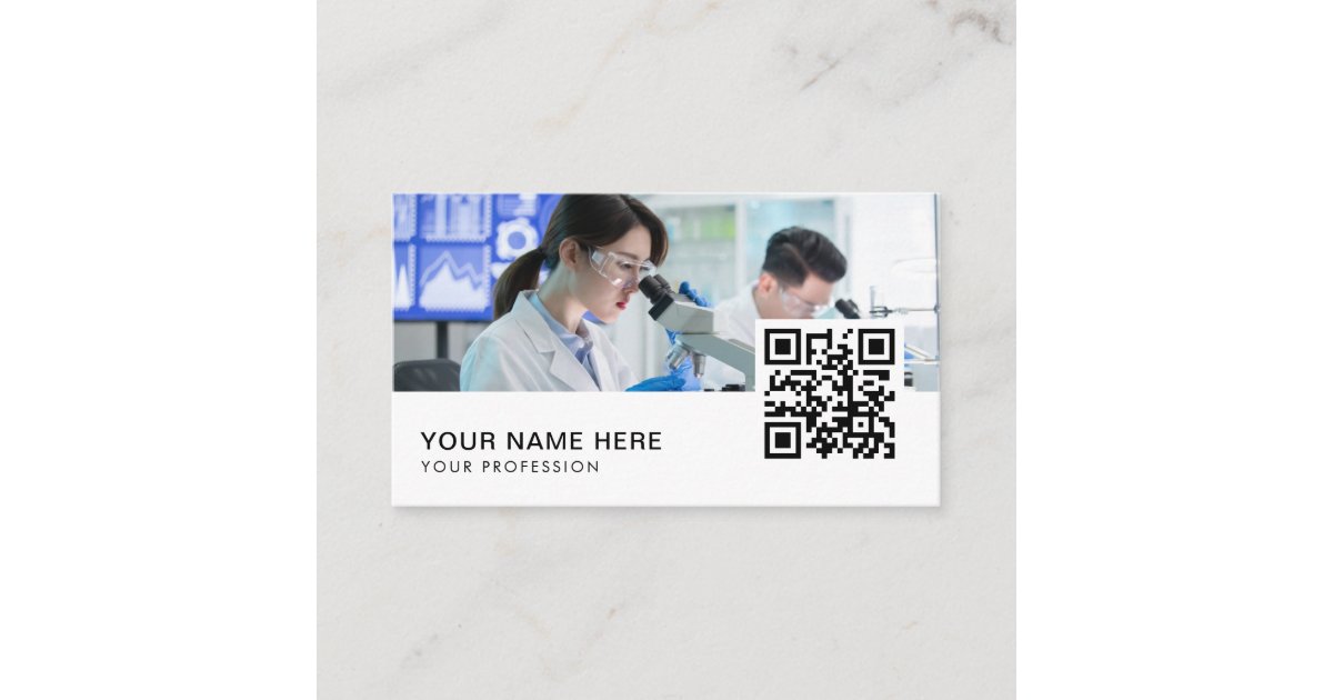 Microscope Scientist Lab QR Code Business Card | Zazzle