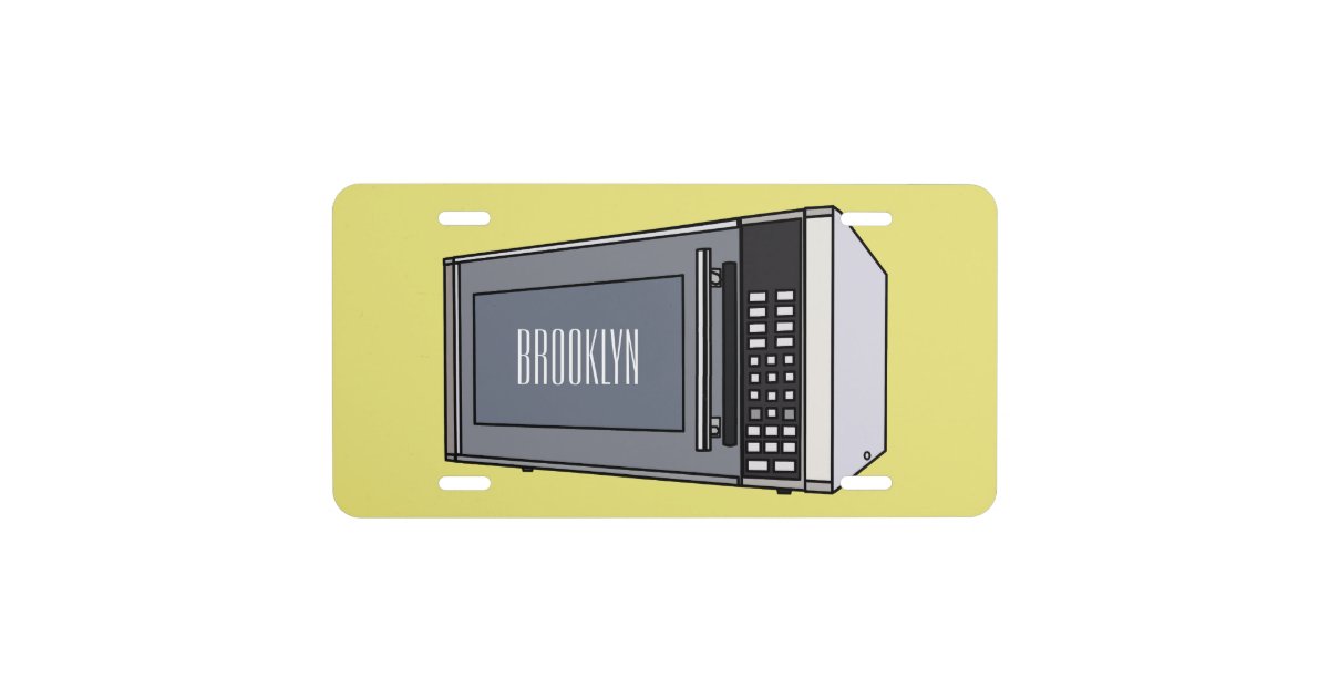 Microwave cartoon illustration license plate | Zazzle