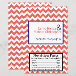 Microwave Popcorn Wrapper Coral Navy Blue Chevron | Zazzle