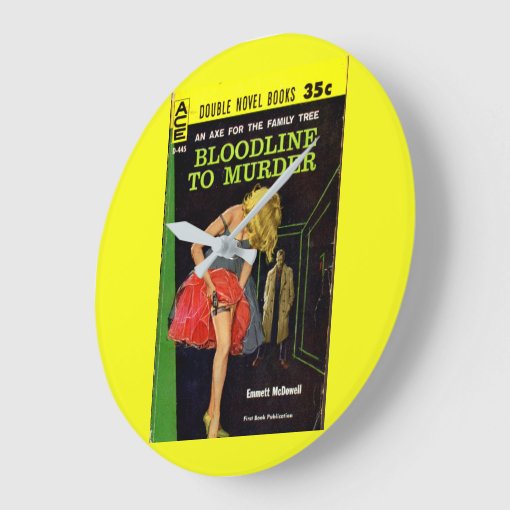 mid-1950s Bloodline to Murder pulp cover Large Clock | Zazzle