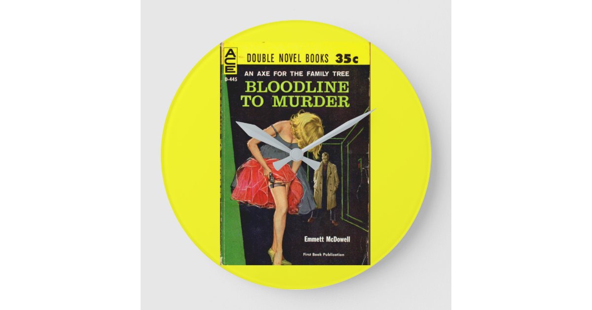 mid-1950s Bloodline to Murder pulp cover Large Clock | Zazzle