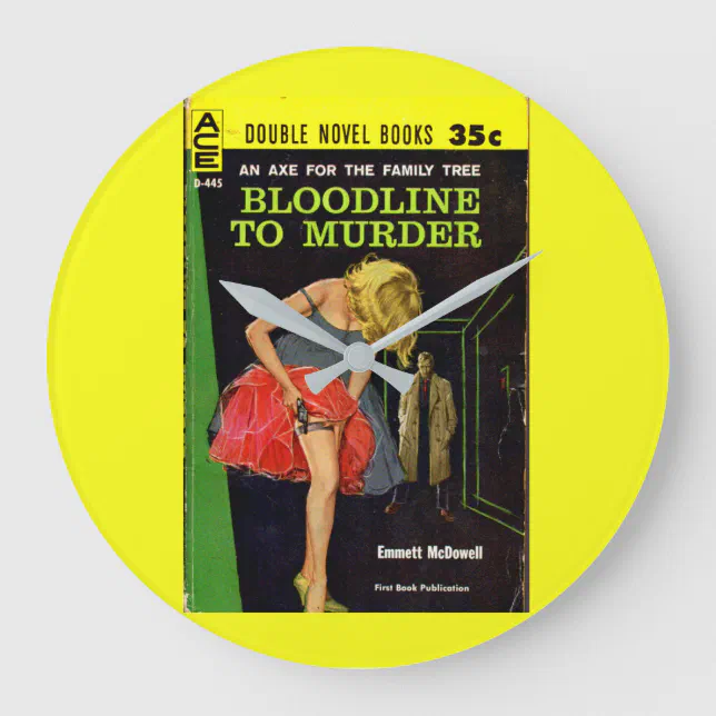 mid-1950s Bloodline to Murder pulp cover Large Clock | Zazzle